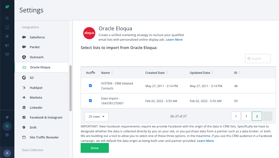 Oracle Eloqua Integration Initial Integration Guide Rollworks